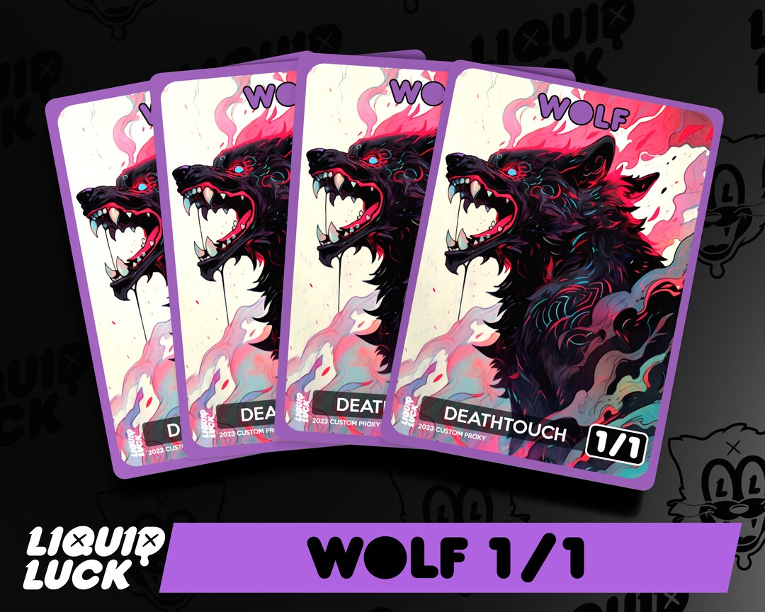 1/1 Black Wolf Creature Token With Deathtouch Created by Garruk, the ...