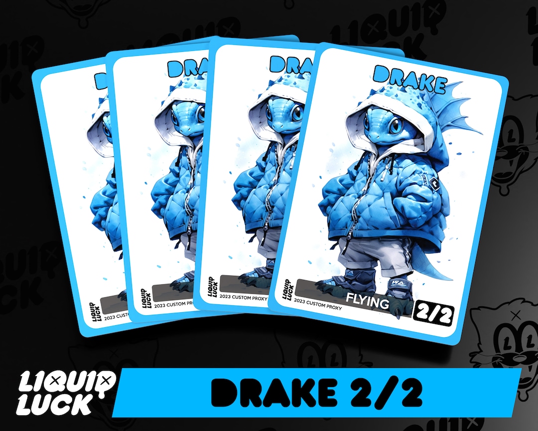 2/2 Blue Drake Creature Token With Flying Full Art Custom MTG Tokens ...