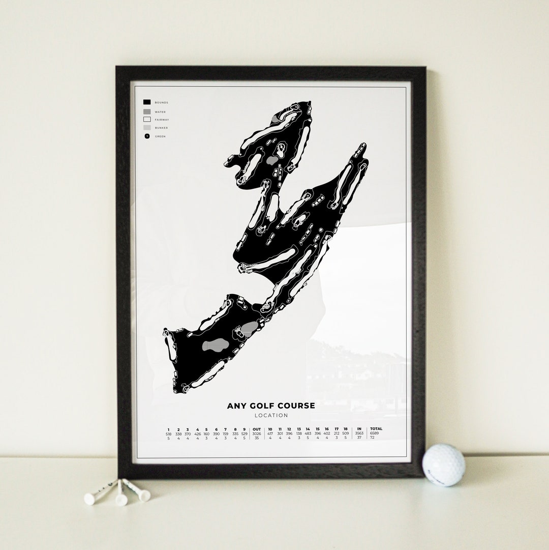 Minimal Golf Map Art for Any Golf Course Gift for Golfers - Etsy