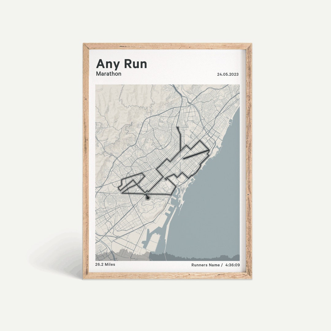 Premium Modern Route Map Print - for Any Run, Cycle or Walk - Perfect ...