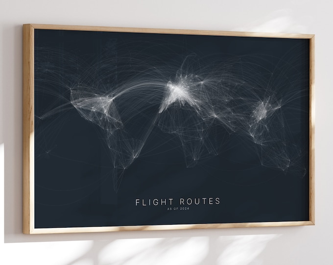 World Map as Flight Routes - Dark - 2024 Updated - Minimalist - Flight ...