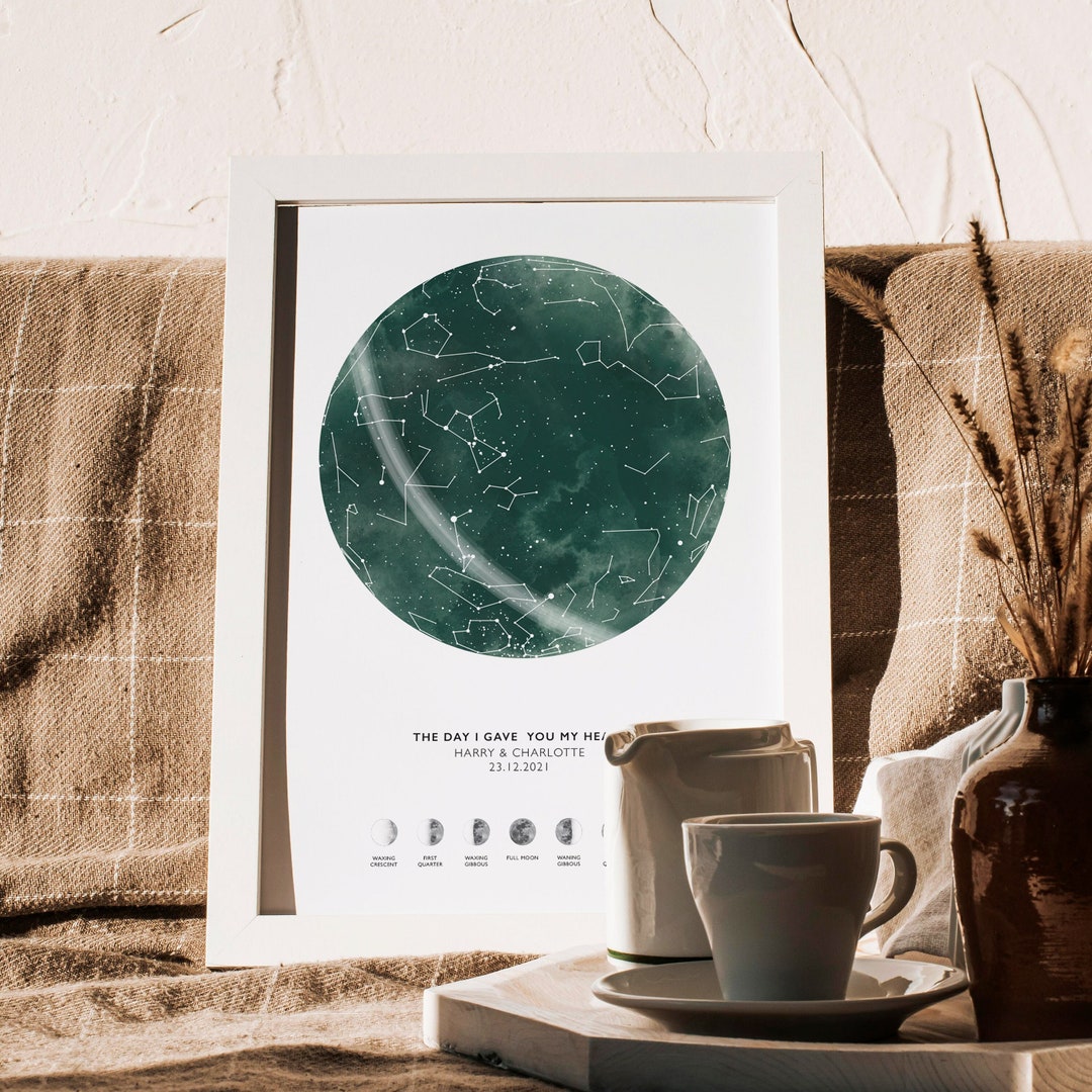 Unique & Custom Watercolour Star Map Print Personalised Star Map ...
