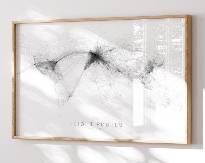World Map as Flight Routes - Light - 2024 Updated - Minimalist - Flight ...