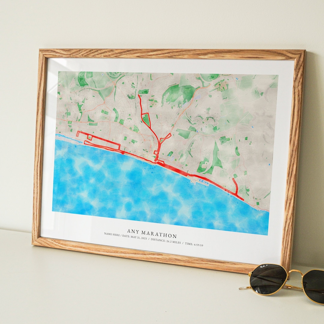 Watercolour Route Map Art for Any Run Gift for Runners - Etsy UK