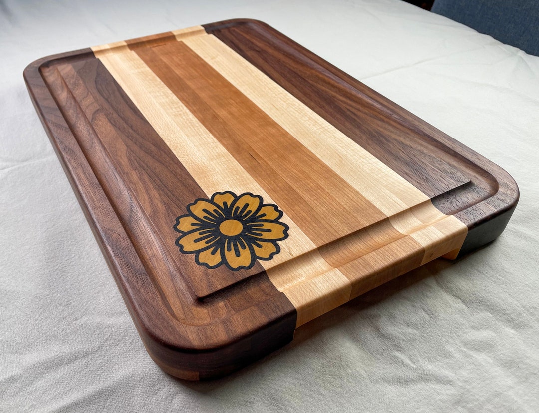 Cutting Board With Flower Inlay Cutting Board Wood Cutting Board ...