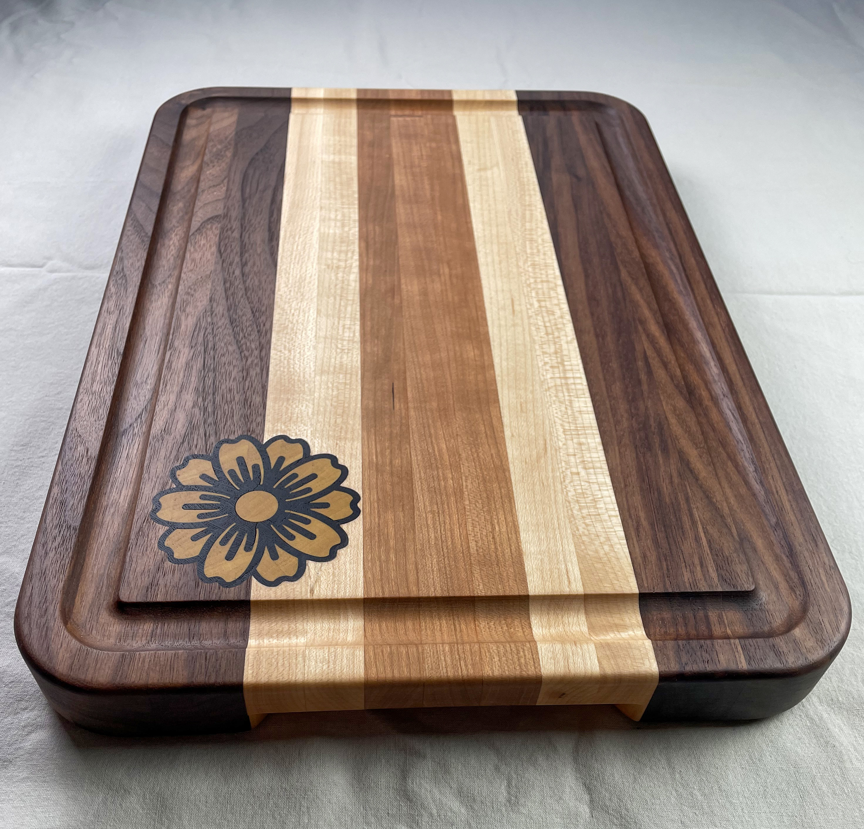 Cutting Board With Flower Inlay Cutting Board Wood Cutting Board ...