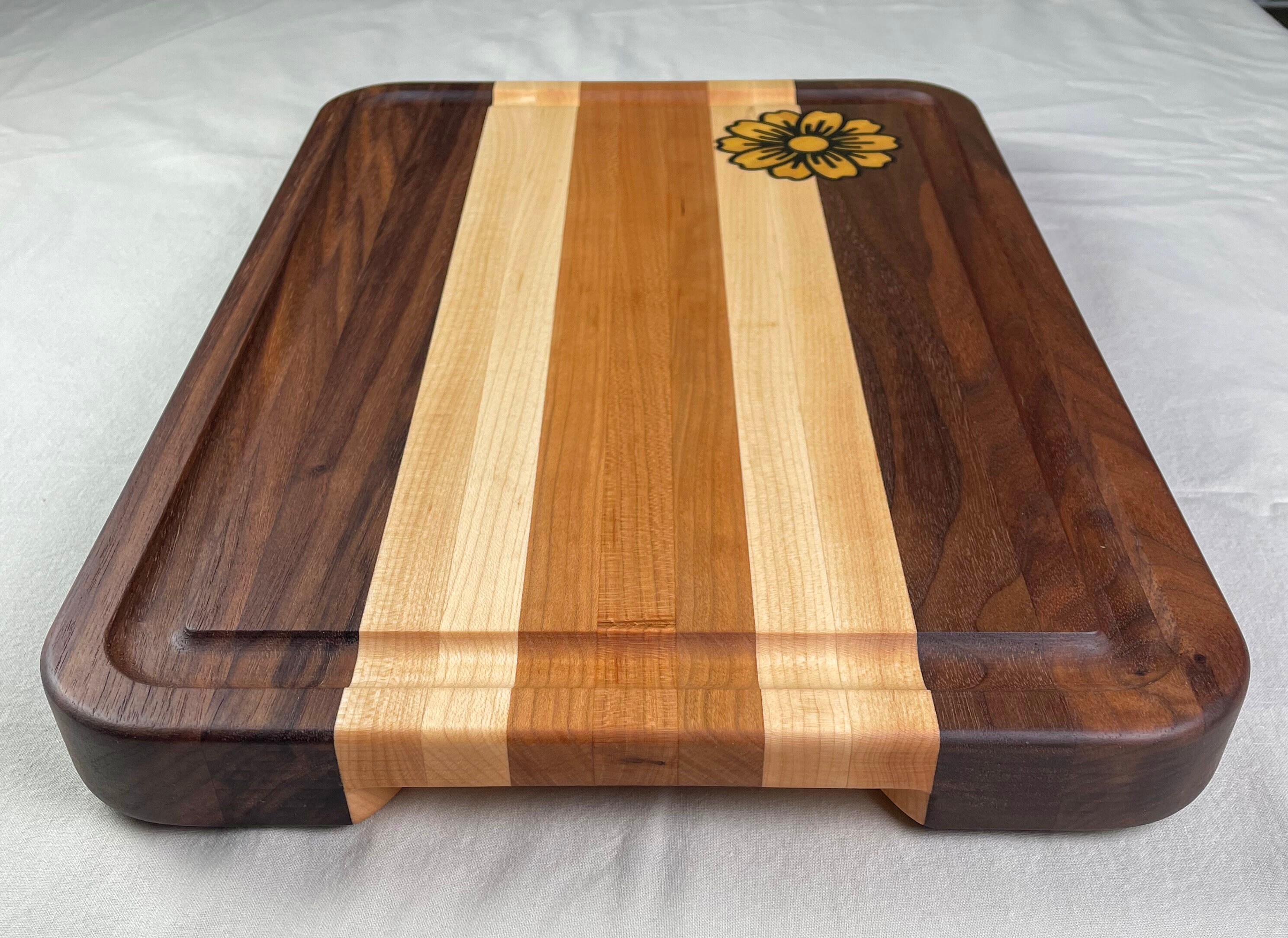 Cutting Board With Flower Inlay Cutting Board Wood Cutting Board ...