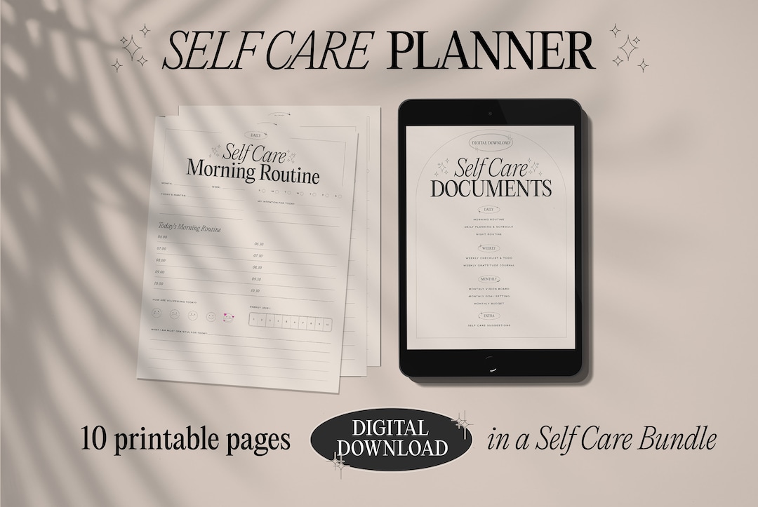 Self Care Planner Checklist for Mental Health and Wellness. Daily Self ...