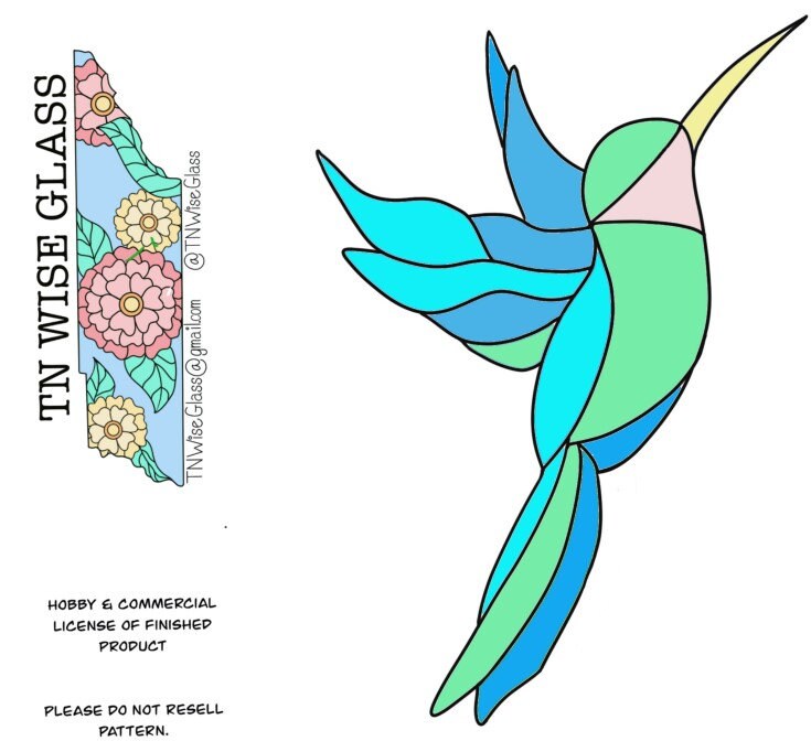 PATTERN - Stained Glass - Hummingbird - Digital Pattern Pdf - Etsy