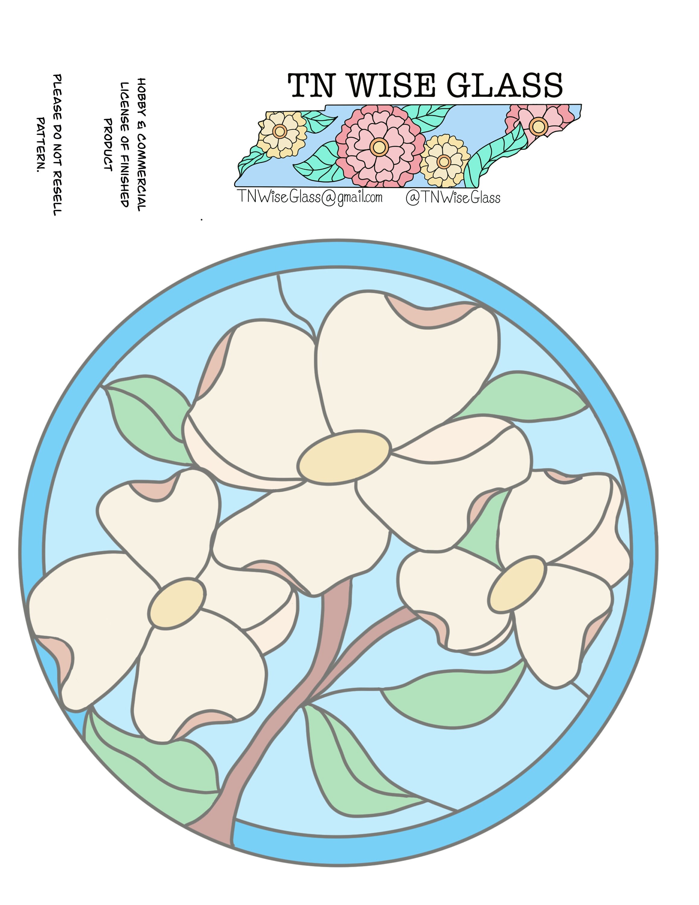 PATTERN - Stained Glass - Dogwood Flower Tree Branch - Digital Pattern ...