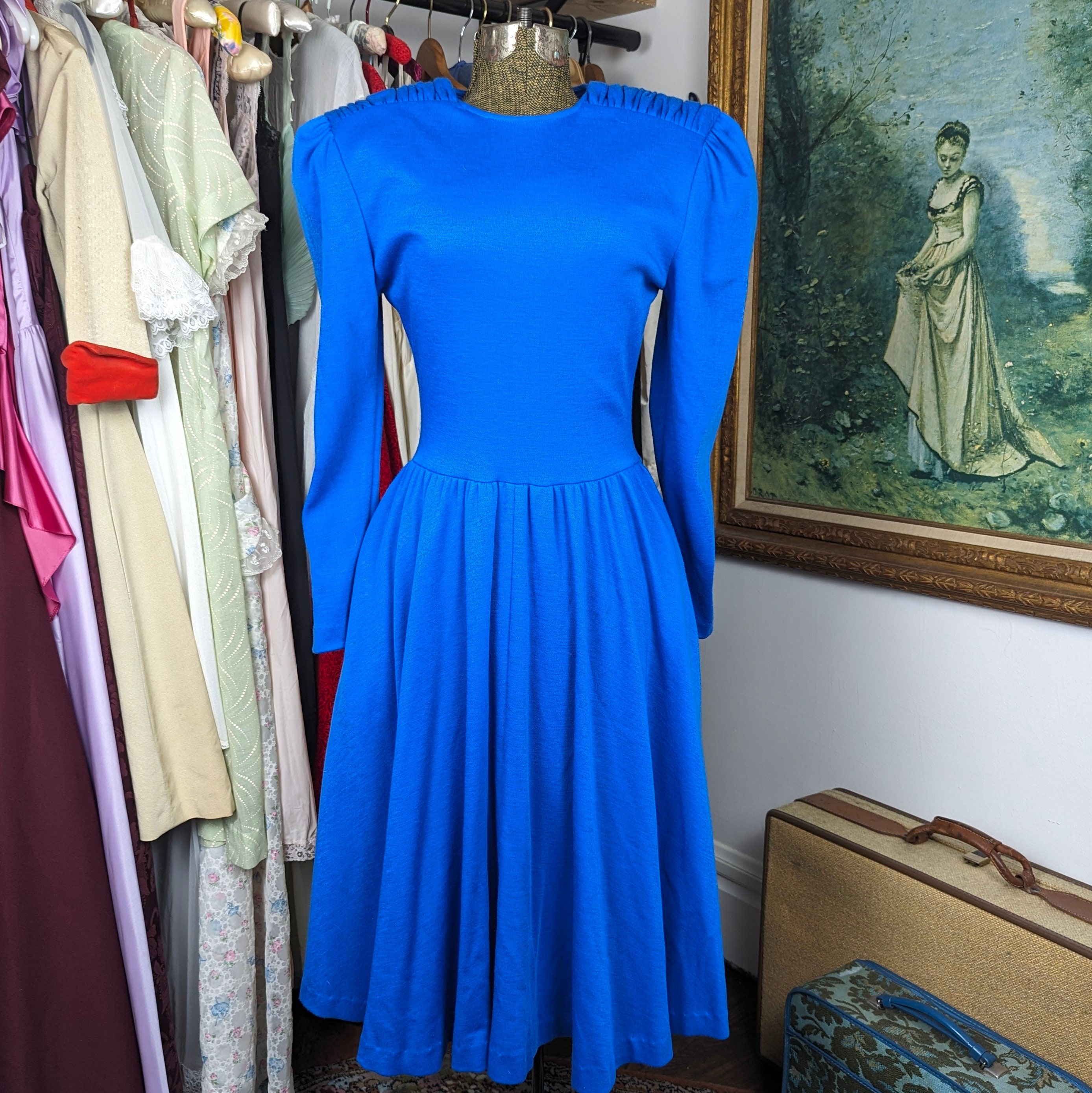 Vintage Electric Blue Dress From the 1980s by MJ Carroll, Women's ...