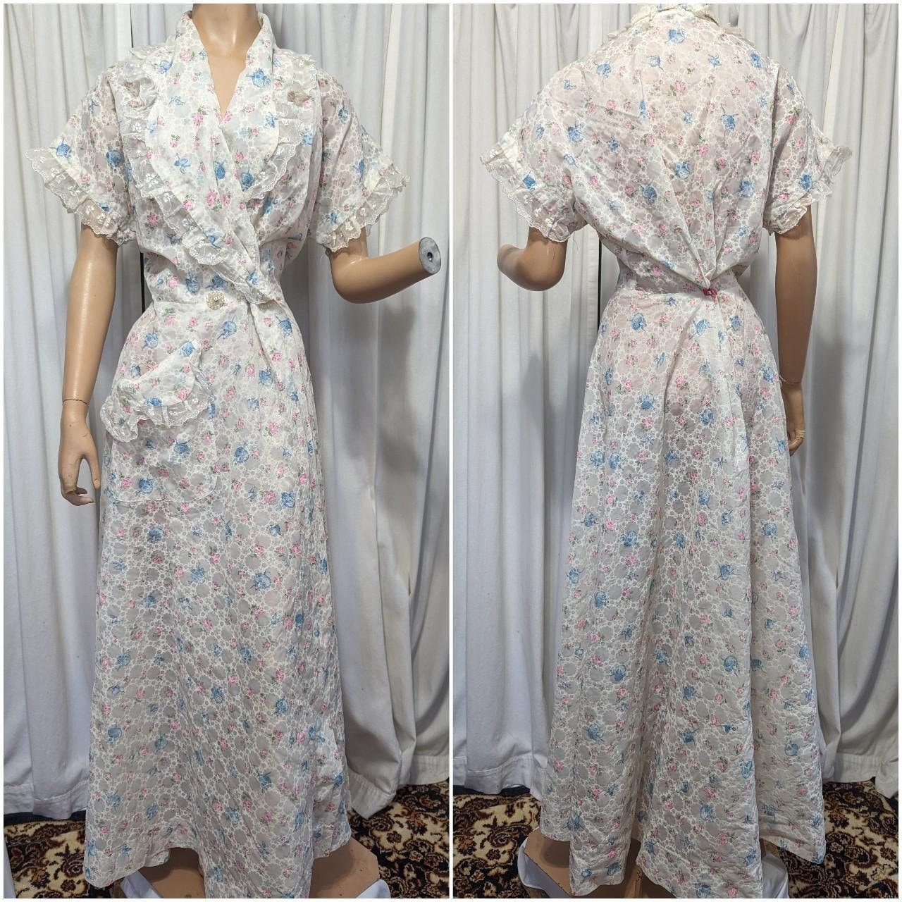 Vintage Dressing Gown From the 1940s With Ballerina Pattern by Lyn ...