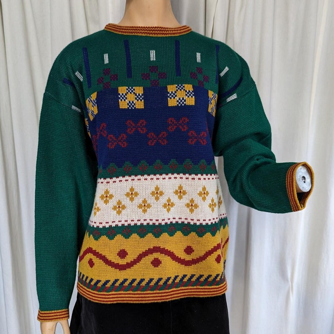 Vintage Green Sweater From the 1990s by Gitano, Size Large, Knit - Etsy