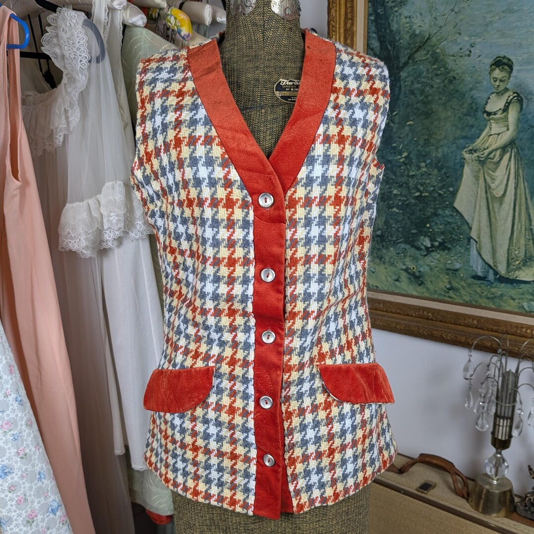 Vintage Houndstooth Vest From the 1970s by Beeline Fashions, Size ...