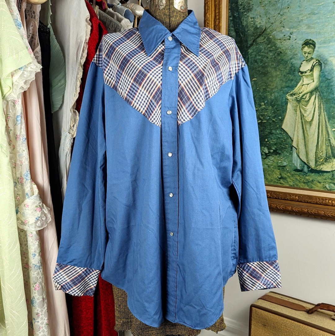 Vintage Western Shirt From the 1980s With Pearly Snap Buttons, Men's XL ...