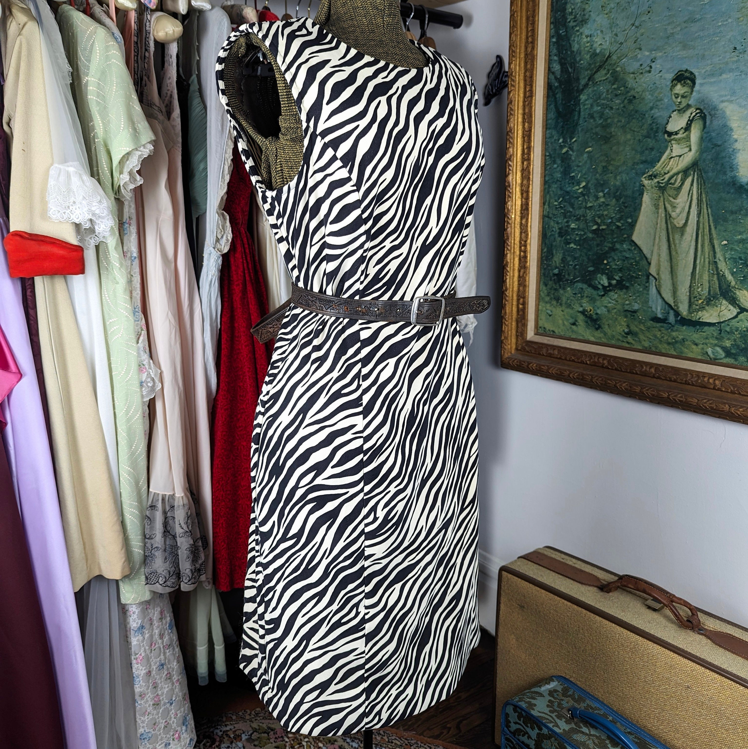 Vintage Zebra Print Dress From the 1990s by Sag Harbor, Sleeveless ...