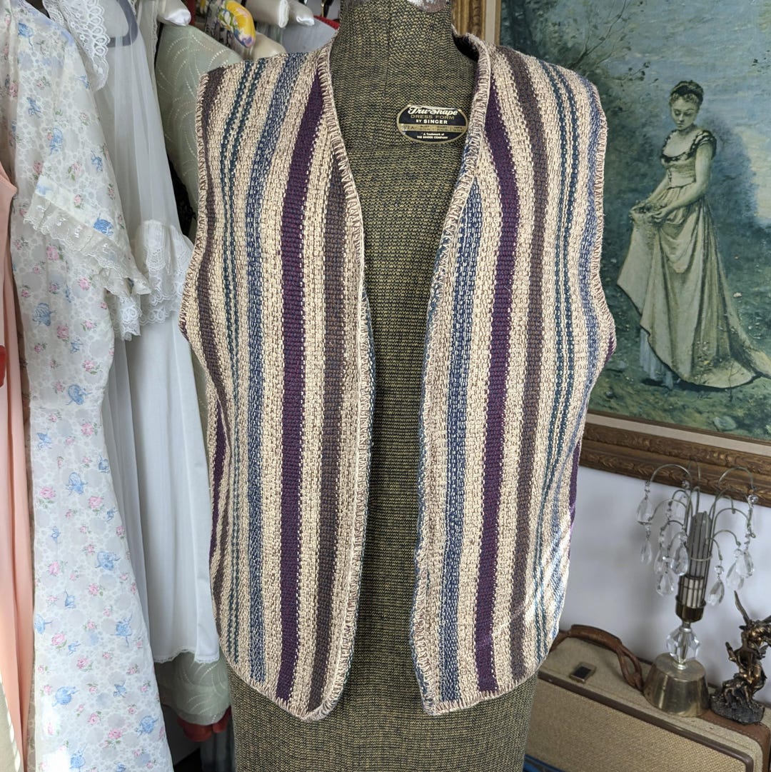 Vintage Knit Vest From the 1990s, Size Medium, Striped - Etsy