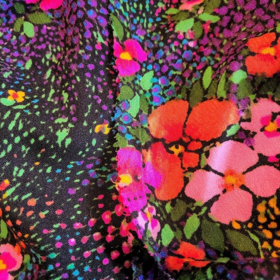 Vintage Neon Floral Shirt from the 1970s Button Down,… - Gem