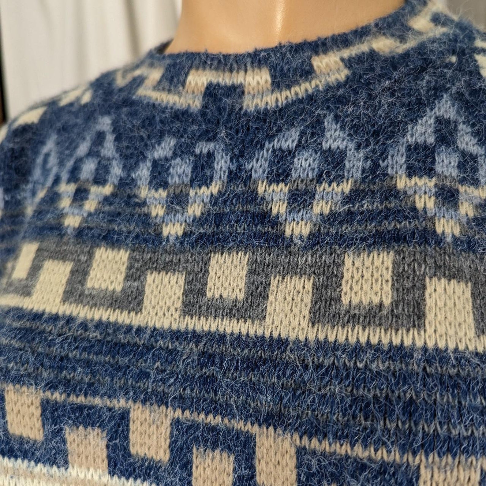 Vintage Snowflake Knit Sweater From the 1990s by Needles and Yarn, Blue ...