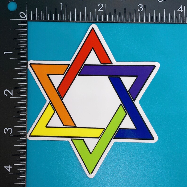 Rainbow Star of David Sticker - Etsy