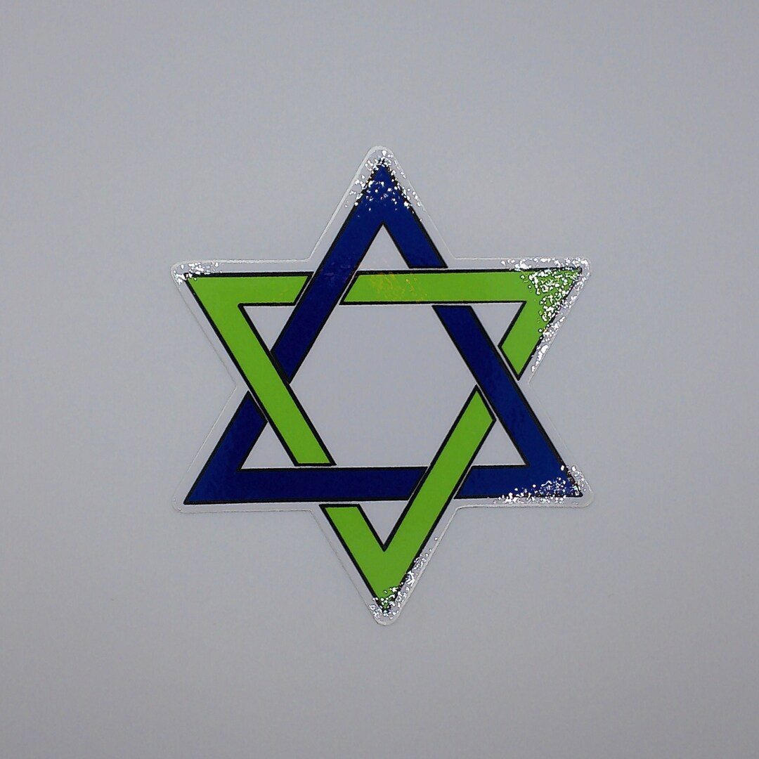 Green and Blue Star of David Sticker - Etsy