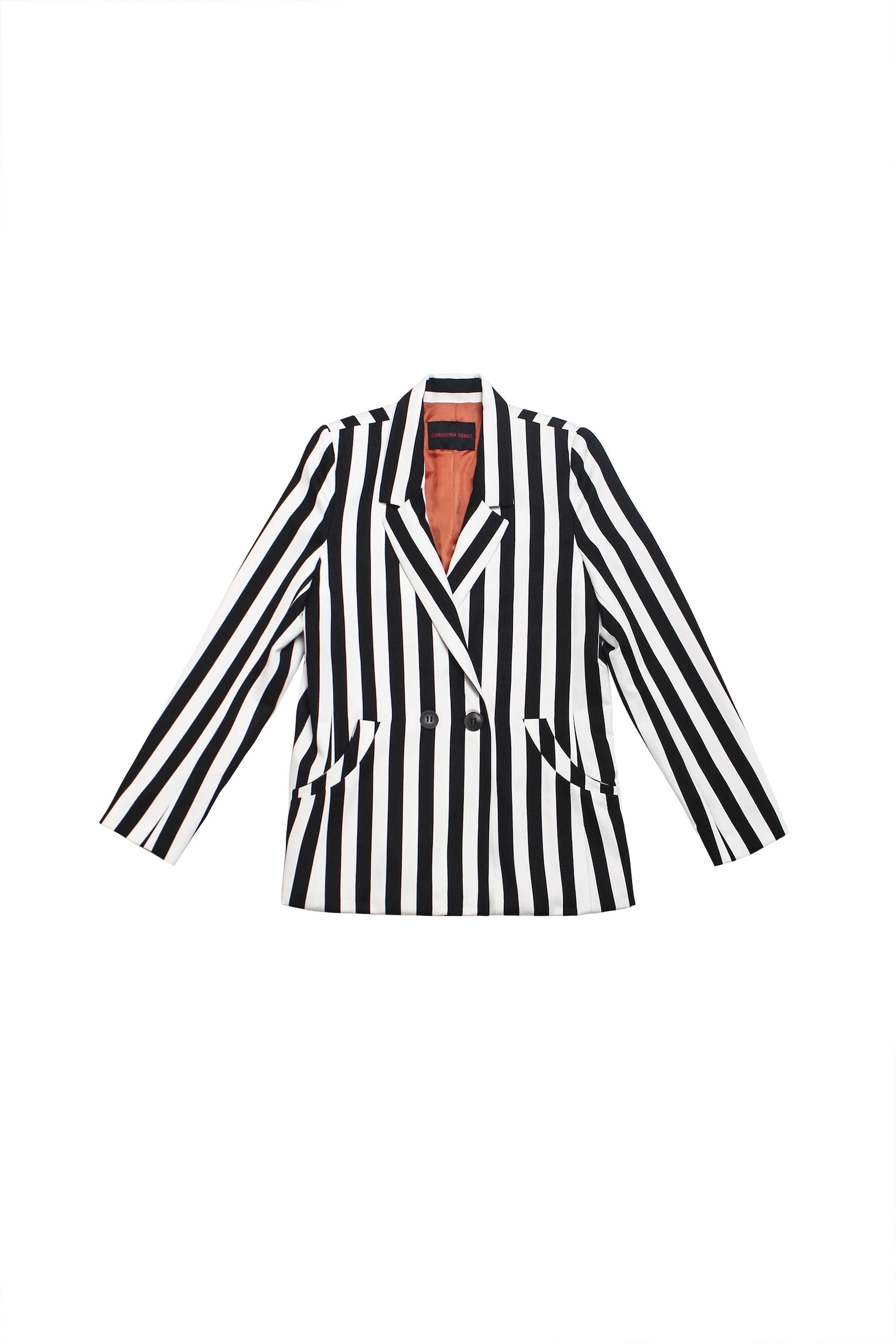 Striped Blazer: Women's Double-breasted Blazer With Orange Lining ...