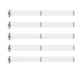 Printable Treble Clef Sheet Music for Letter/a4. Blank Music - Etsy