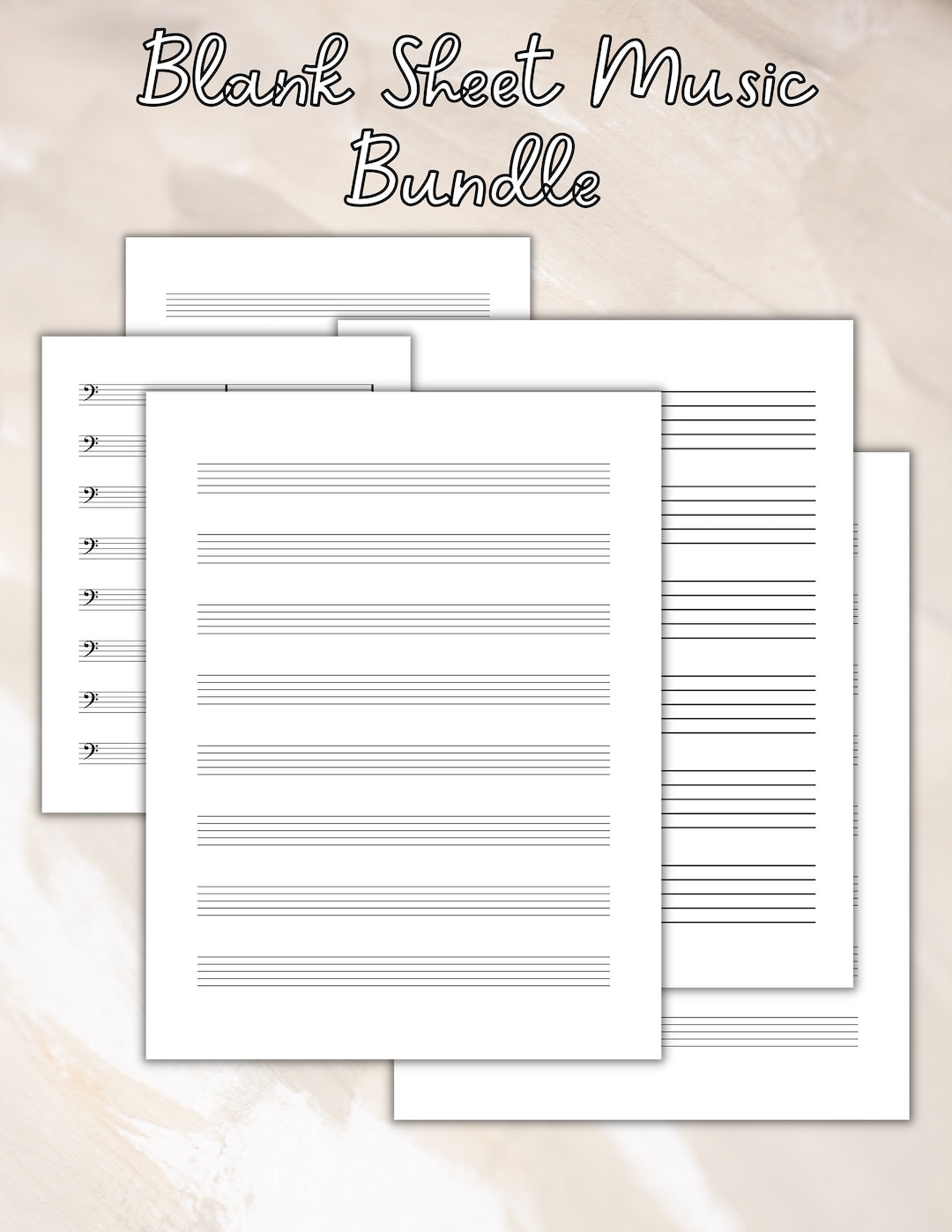 Blank Sheet Music Bundle, Printable Sheet Music, Printable Staff Paper ...