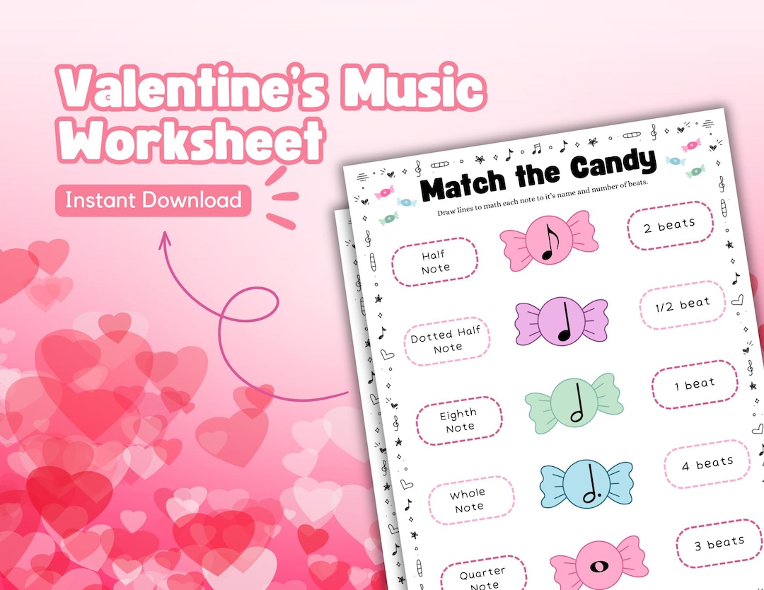 Valentine's Themed | Music Note & Rhythm Matching Game | Printable ...