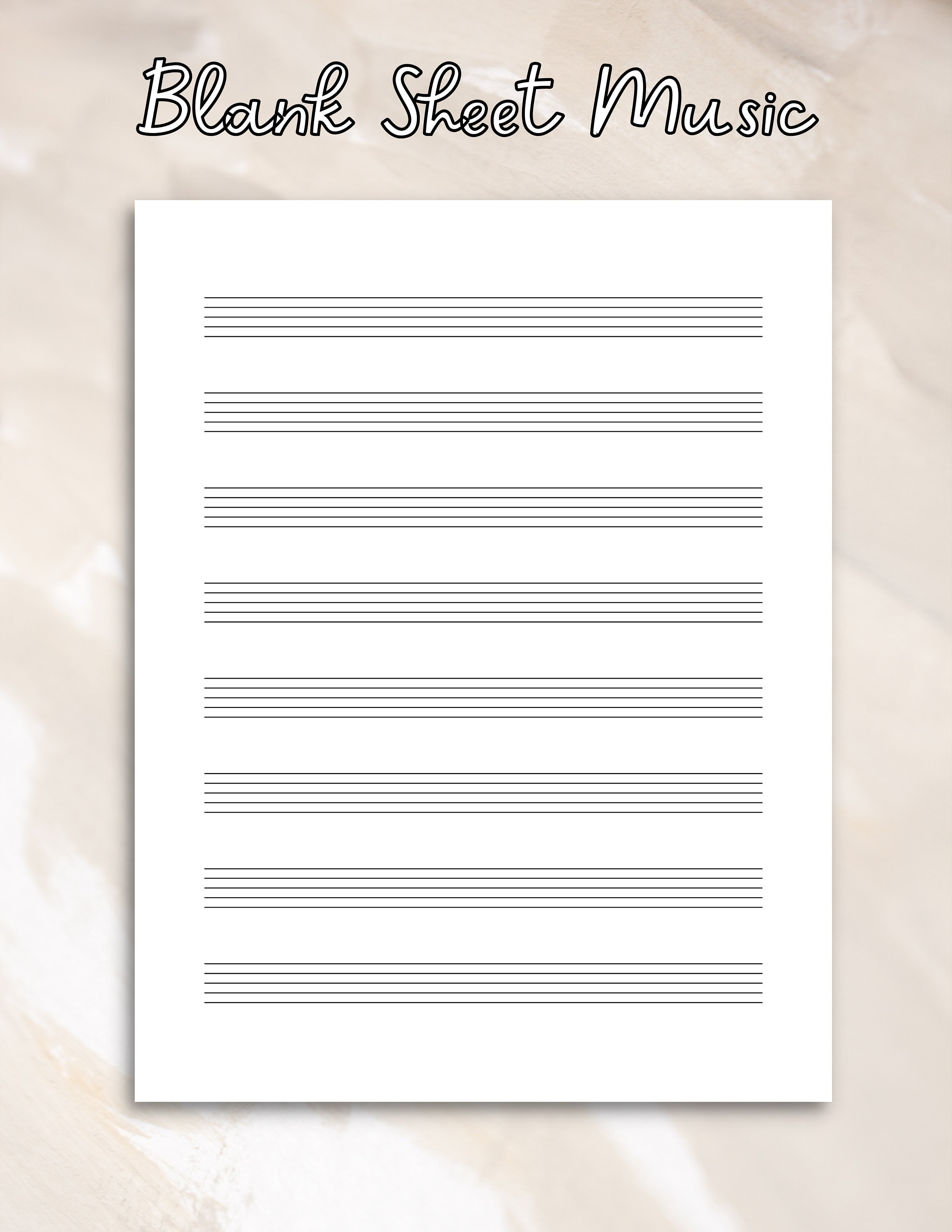Printable Blank Sheet Music 8 Staves - Blank Staff Paper - Etsy
