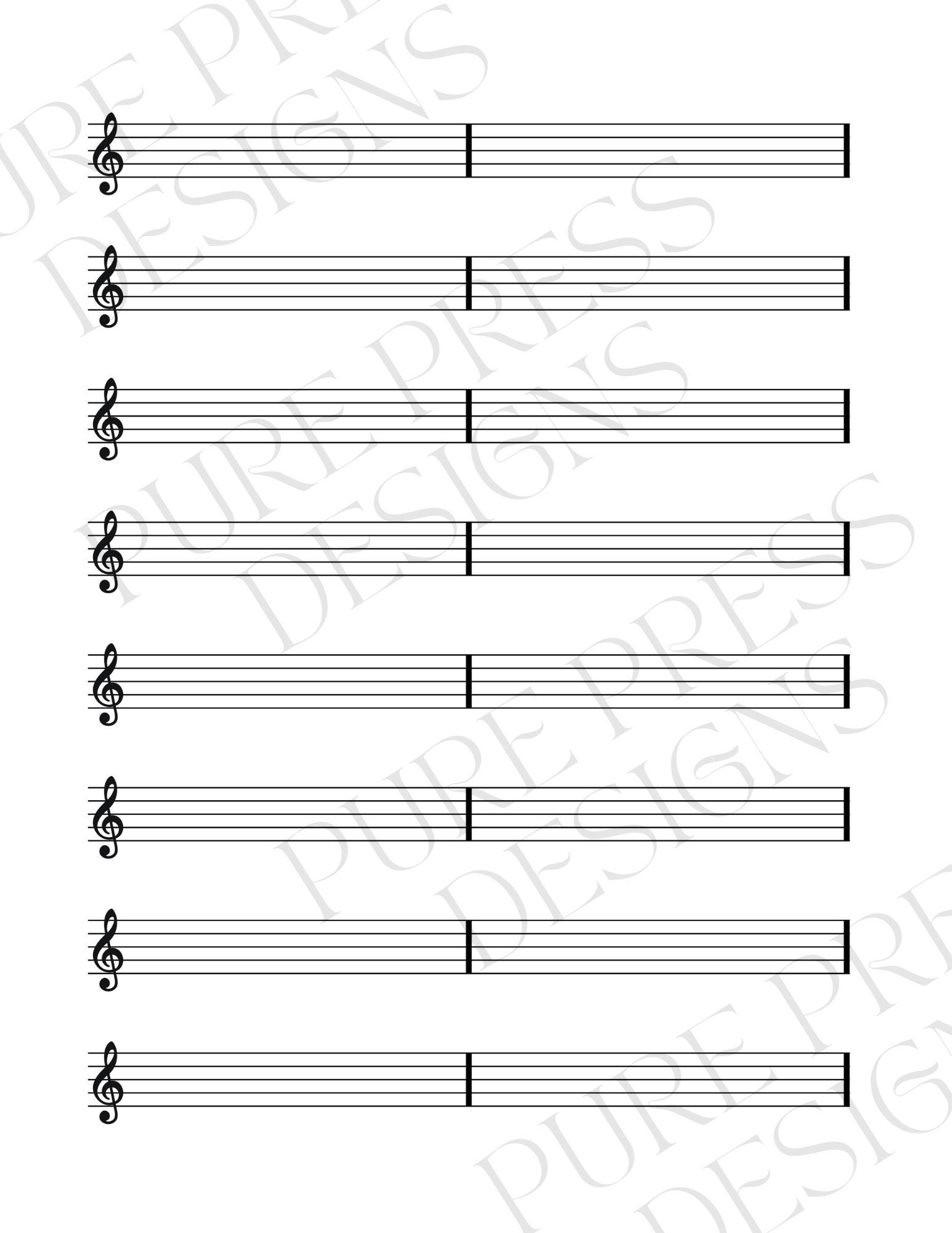 Printable Treble Clef Sheet Music Template - Etsy
