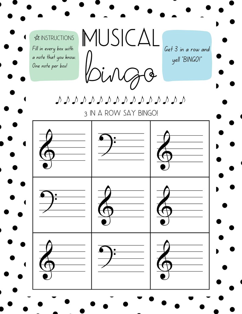 Musical Bingo, Music Teacher, Game for Music Students, Fun Music Game ...