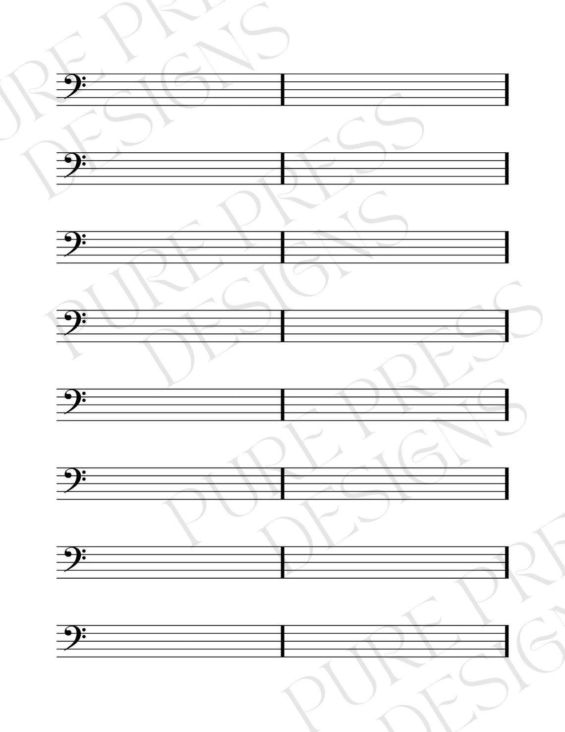 Printable Bass Clef Sheet Music - Blank Staff Paper. Blank Sheet Music ...