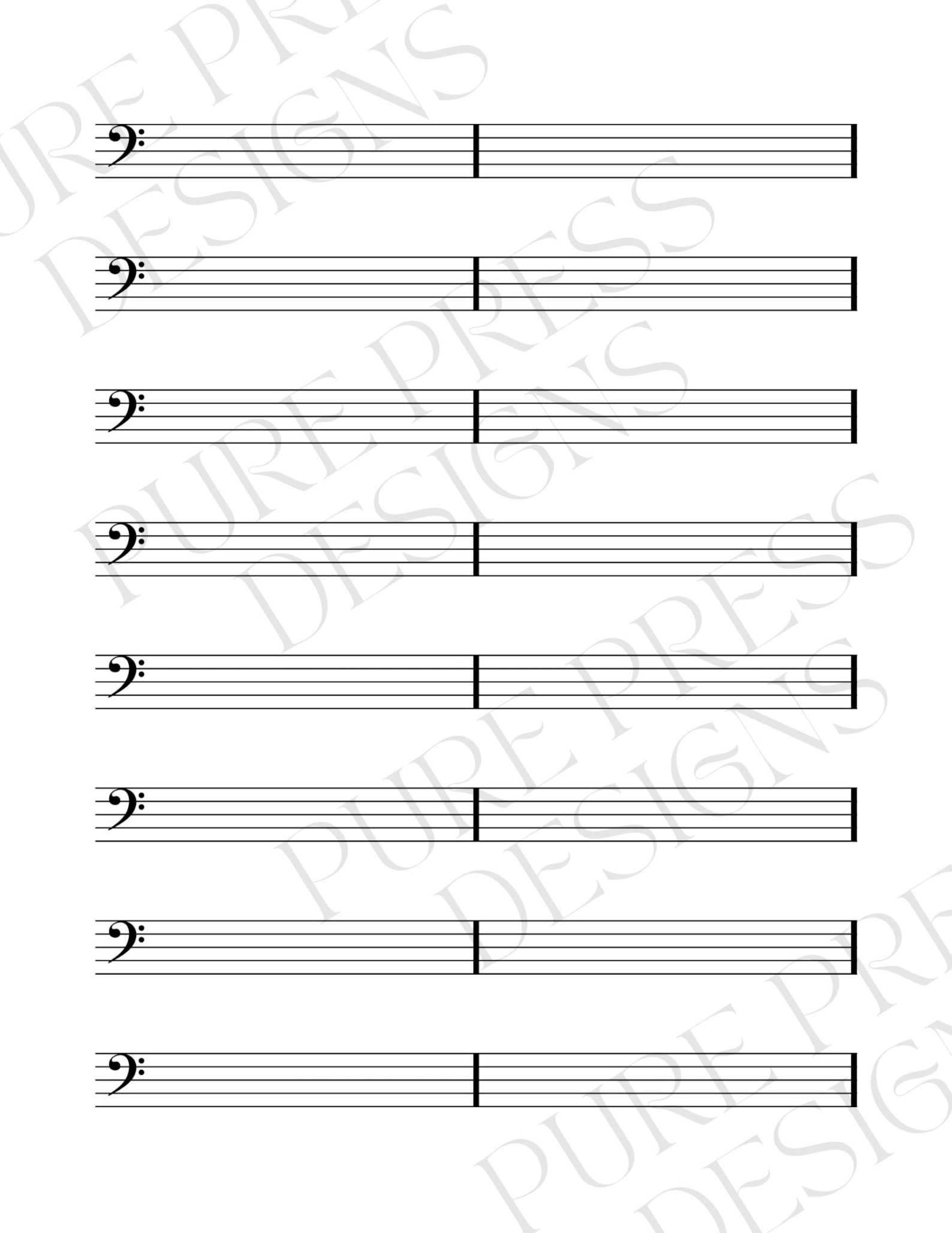 Printable Bass Clef Sheet Music - Blank Staff Paper. Blank Sheet Music ...