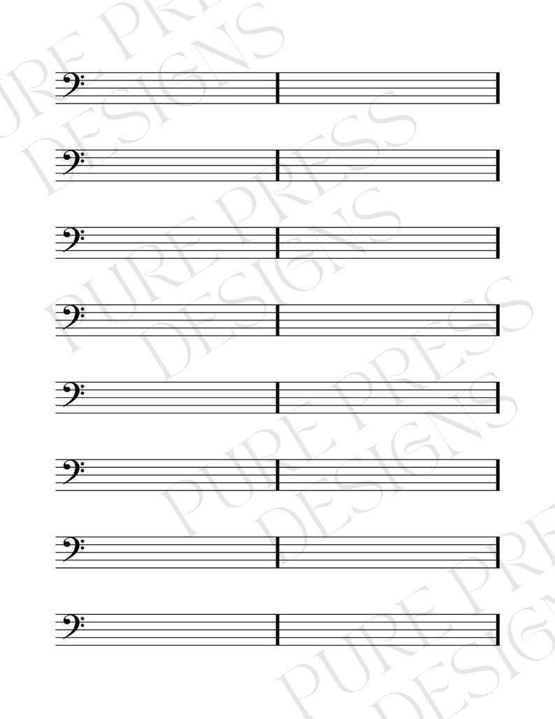 Printable Bass Clef Sheet Music - Blank Staff Paper. Blank Sheet Music ...