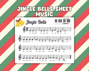 Jingle Bells - Piano Christmas Sheet Music for Beginners - Etsy