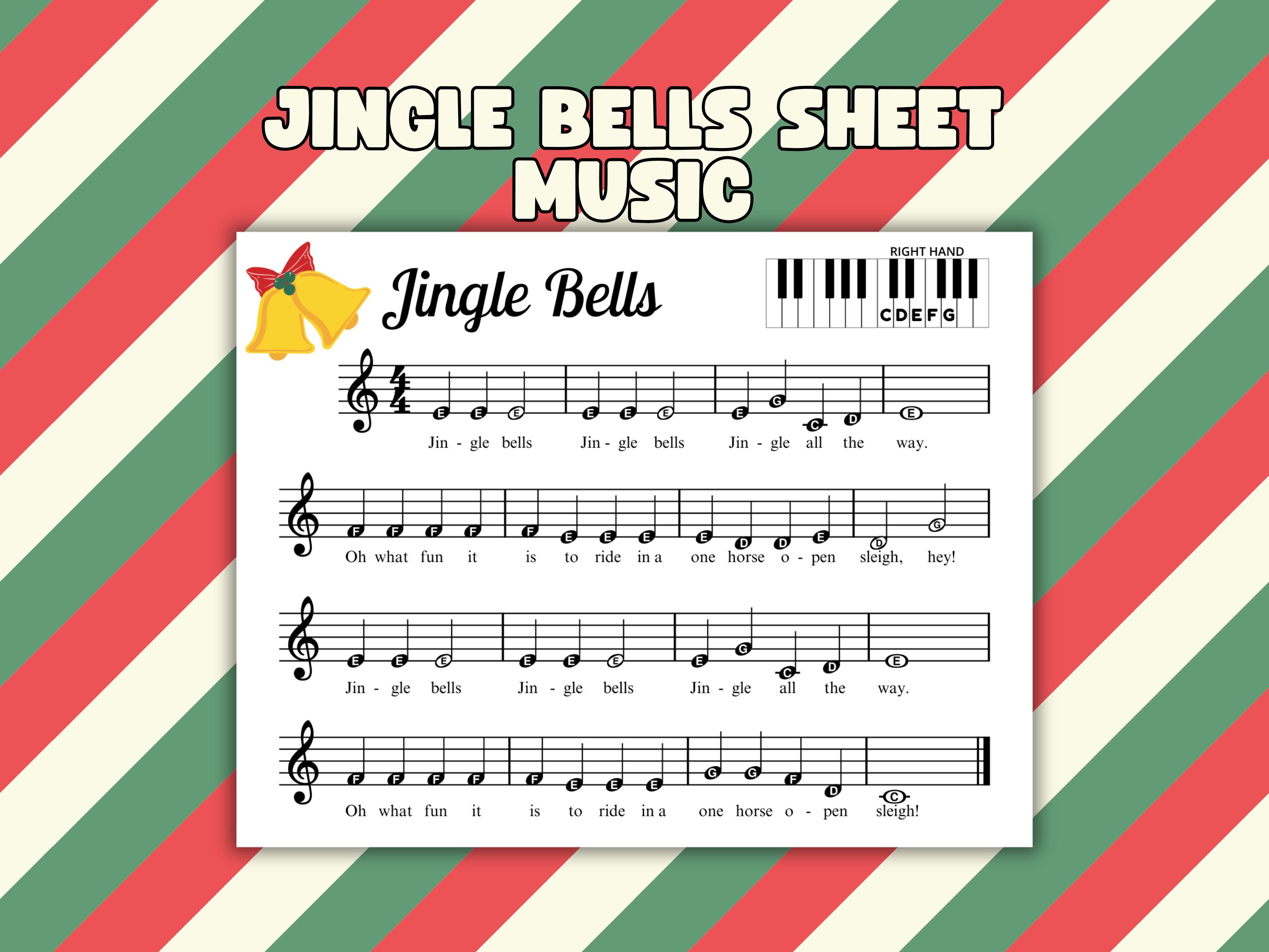 Jingle Bells Sheet Music for Beginner, Christmas Sheet Music, Piano Songs, Teach Piano, Music ...