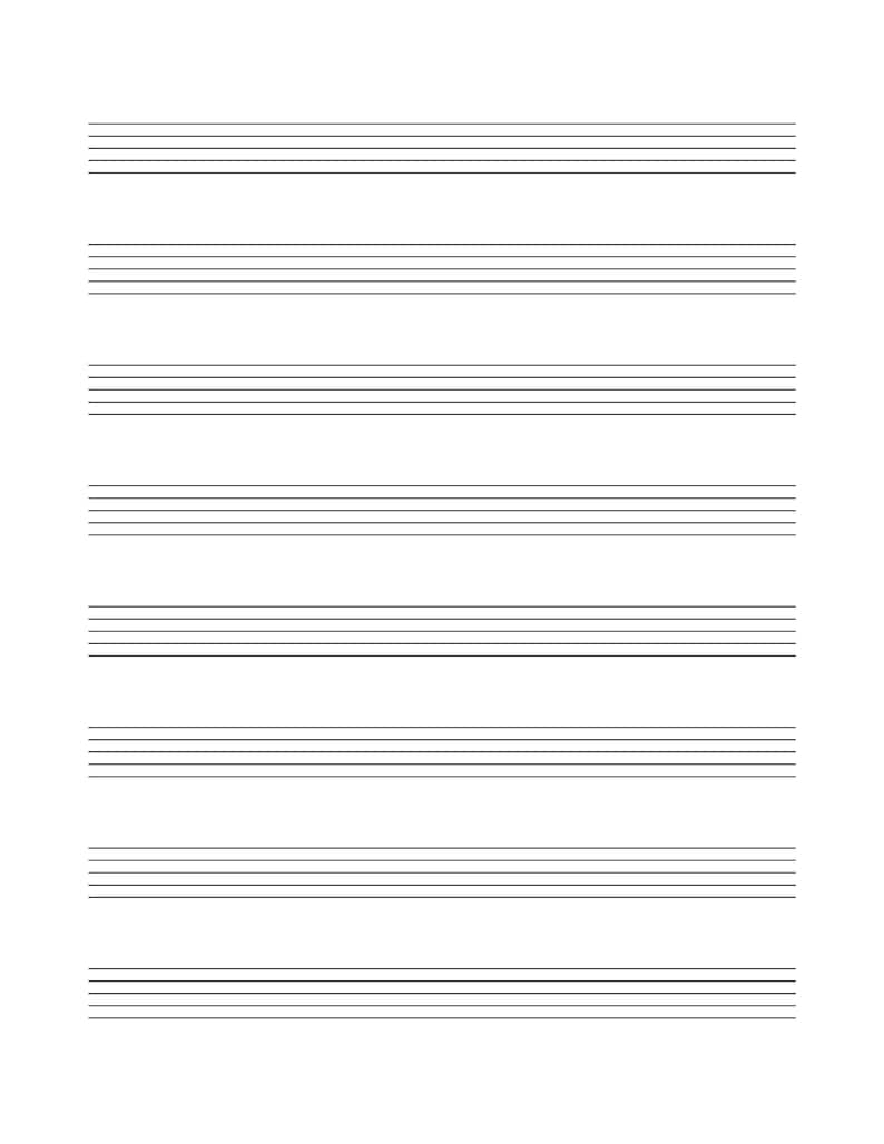 Printable Blank Sheet Music 8 Staves - Blank Staff Paper - Etsy