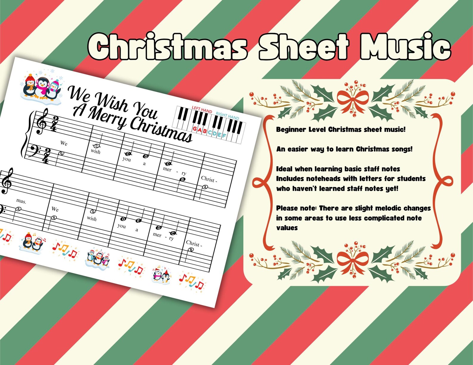 We Wish You A Merry Christmas Sheet Music for Beginner, Christmas Sheet ...