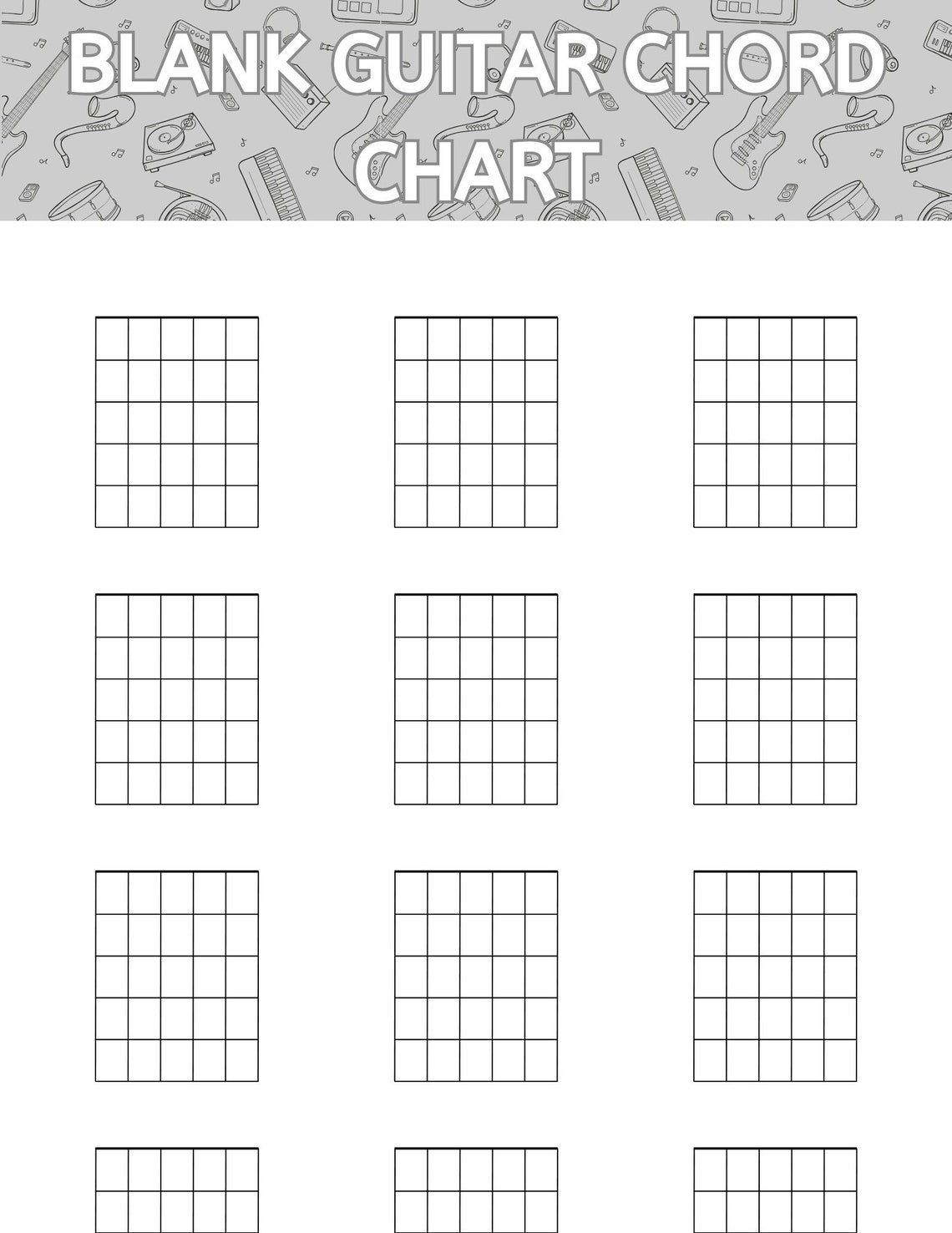 Guitar Printable Chord Charts, Blank Chord Chart, Music Teaching ...
