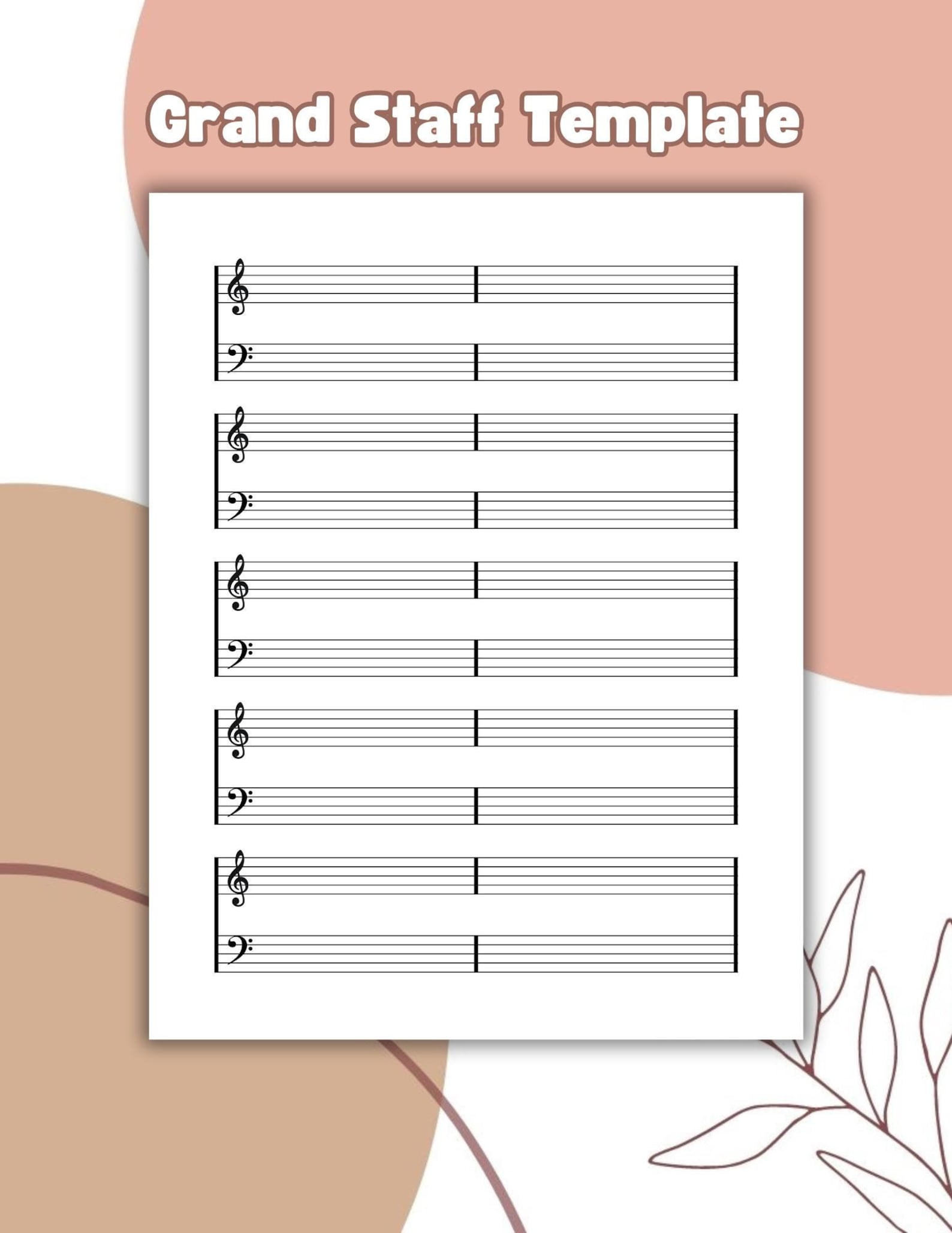 Printable Staff Paper - Blank Sheet Music Treble Clef/ Bass Clef - Etsy