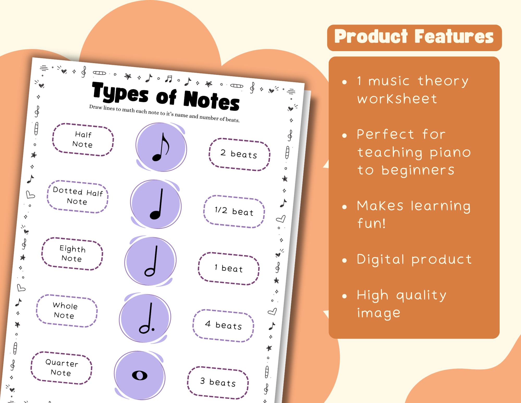 Music Note Matching Worksheet Printable – Fun Music Theory Activity for ...