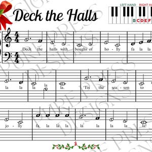 Deck the Halls Sheet Music for Beginner, Christmas Sheet Music, Piano ...
