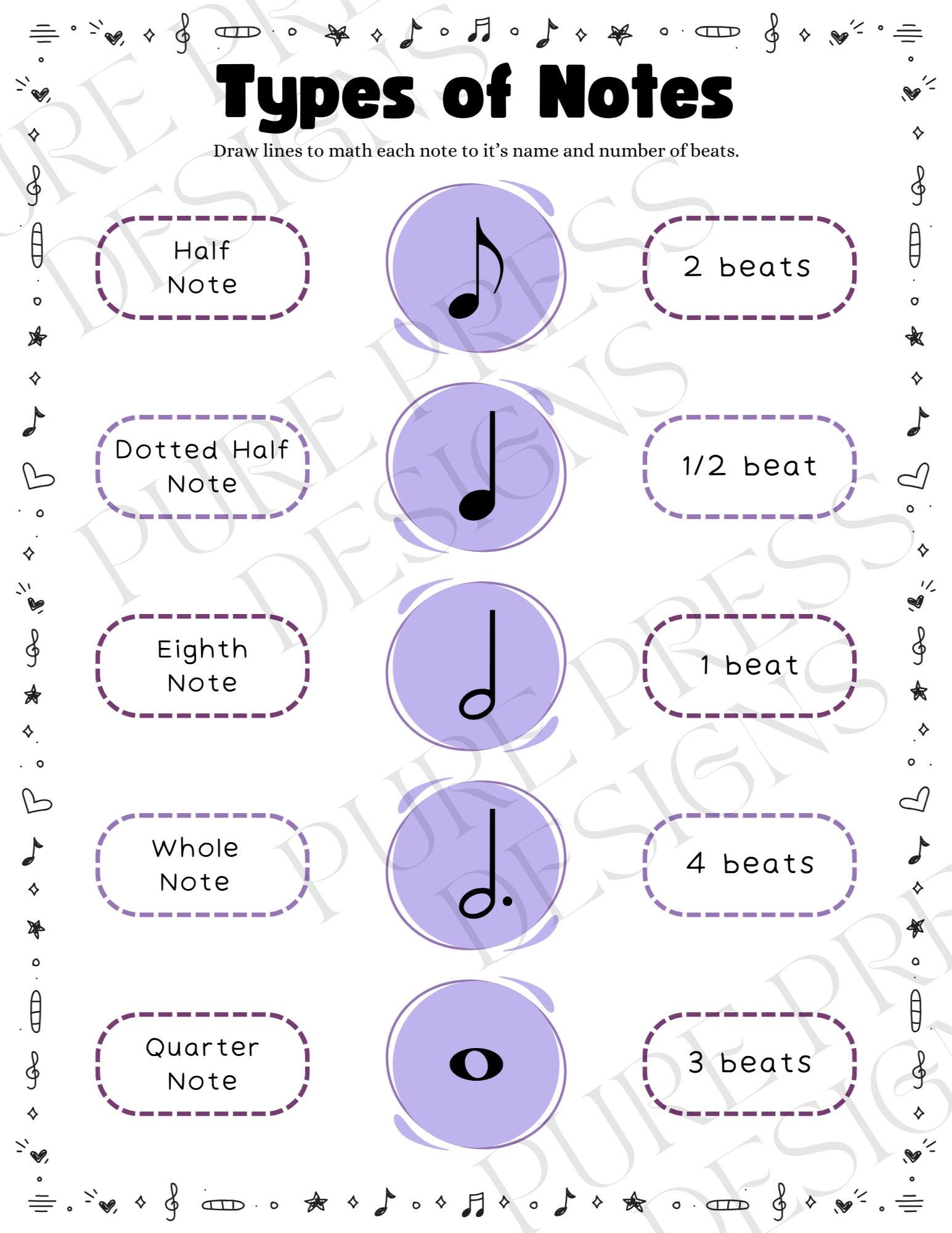 Music Note Matching Worksheet Printable – Fun Music Theory Activity for ...