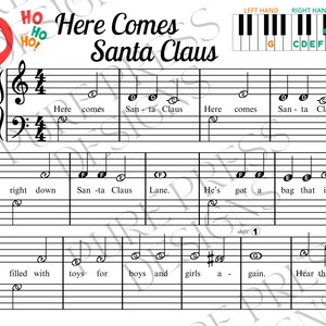 Here Comes Santa Claus Sheet Music for Beginner, Christmas Sheet Music ...