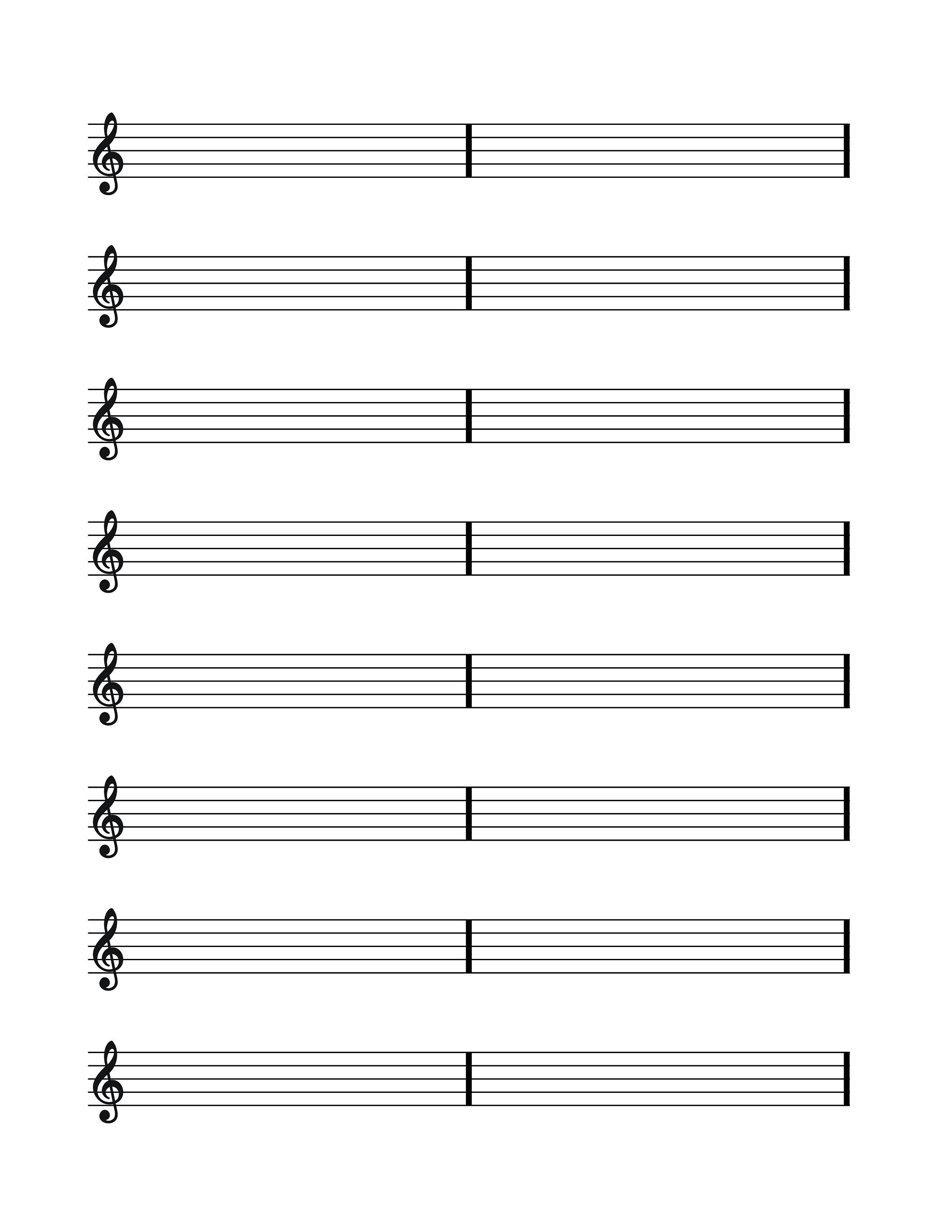 Printable Treble Clef Sheet Music Template - Etsy