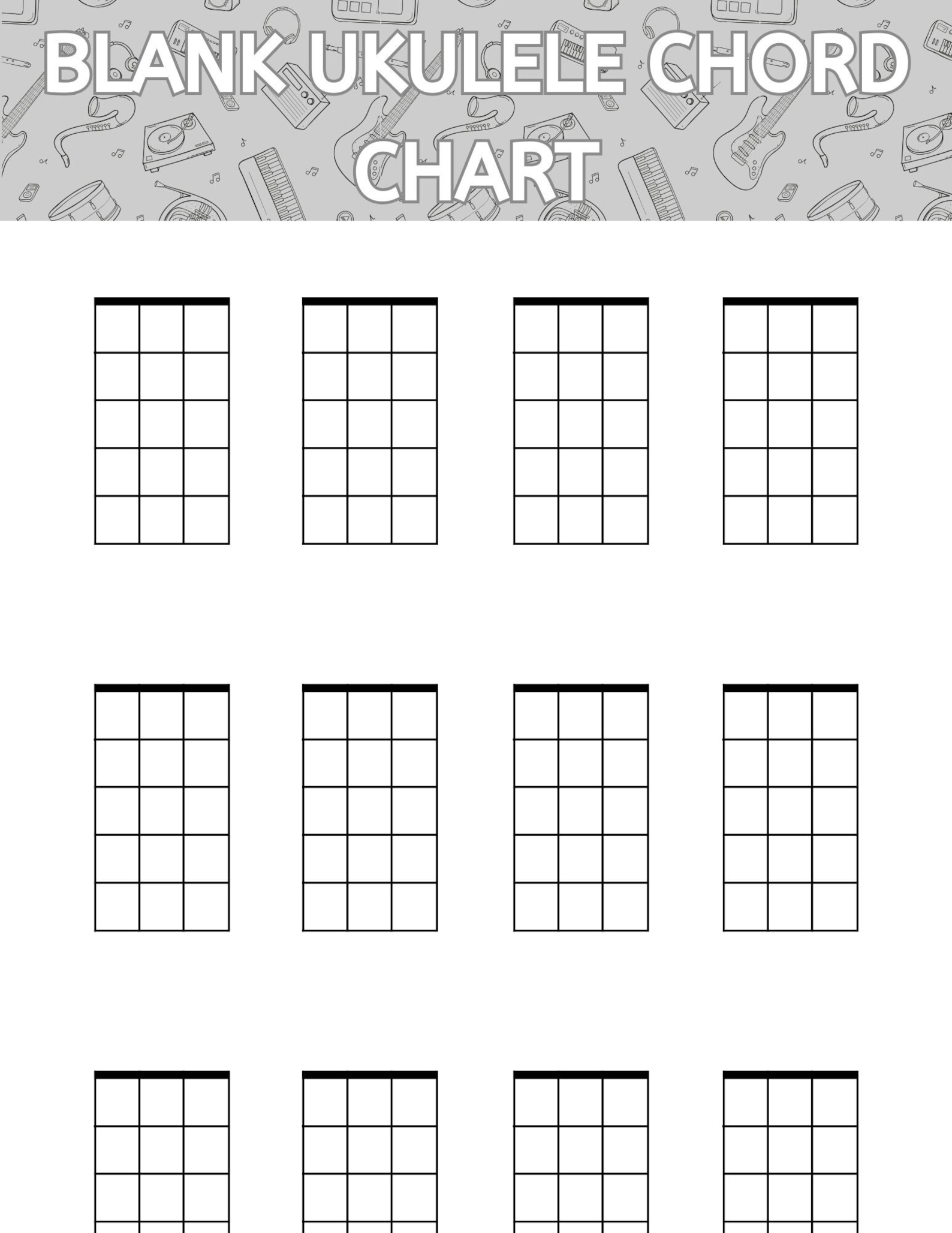 Ukulele Printable Chord Chart, Blank Chord Chart, Teaching Ukulele ...