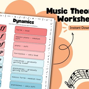 Music Theory Worksheet: Dynamic Signs (forte, Piano, Crescendo ...