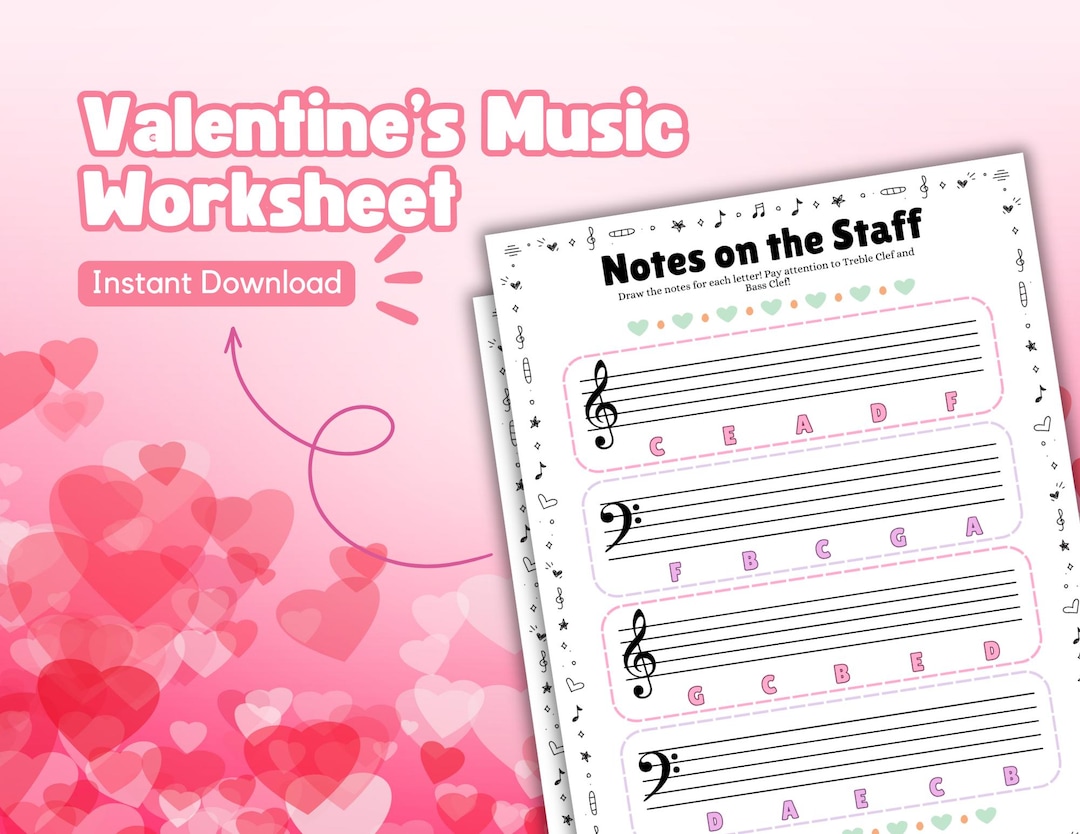Valentine's Themed | Treble & Bass Clef Note Naming Activity ...