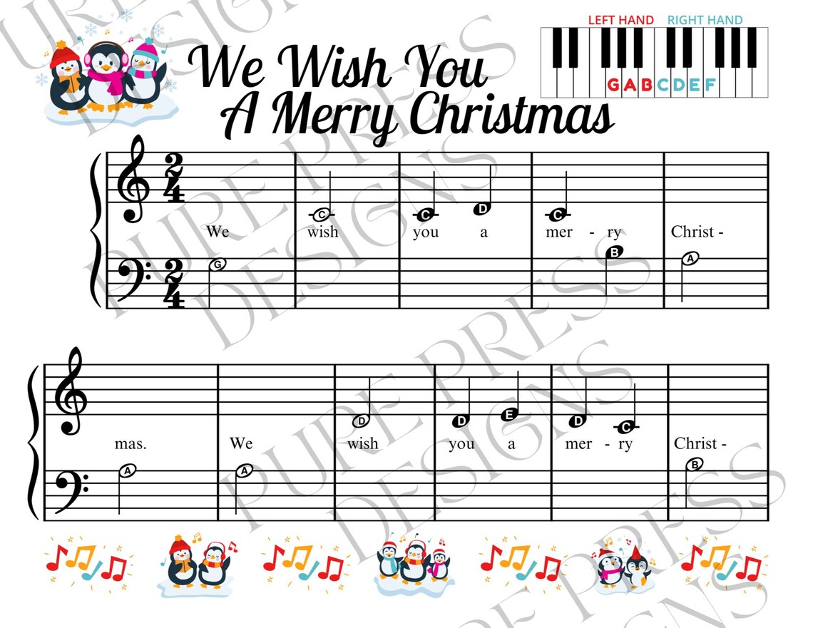 We Wish You A Merry Christmas Sheet Music for Beginner, Christmas Sheet ...